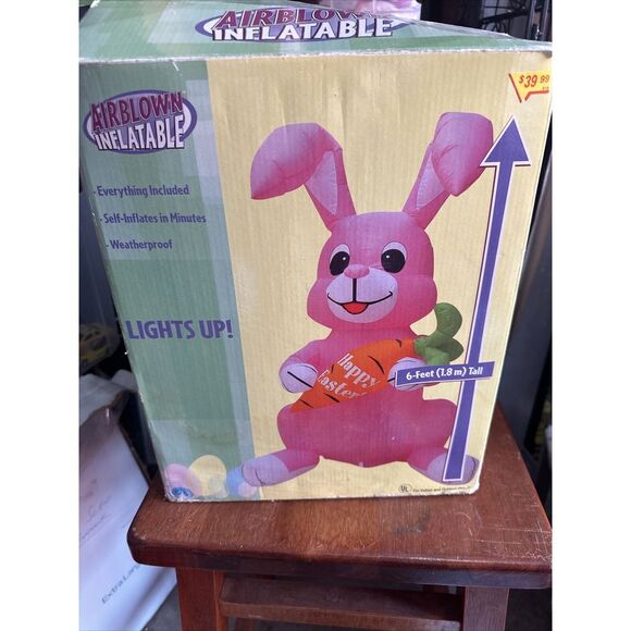 Gemmy | Holiday | Rare Vintage Inflatable Lighted Easter Bunny Gemmy 6 ...